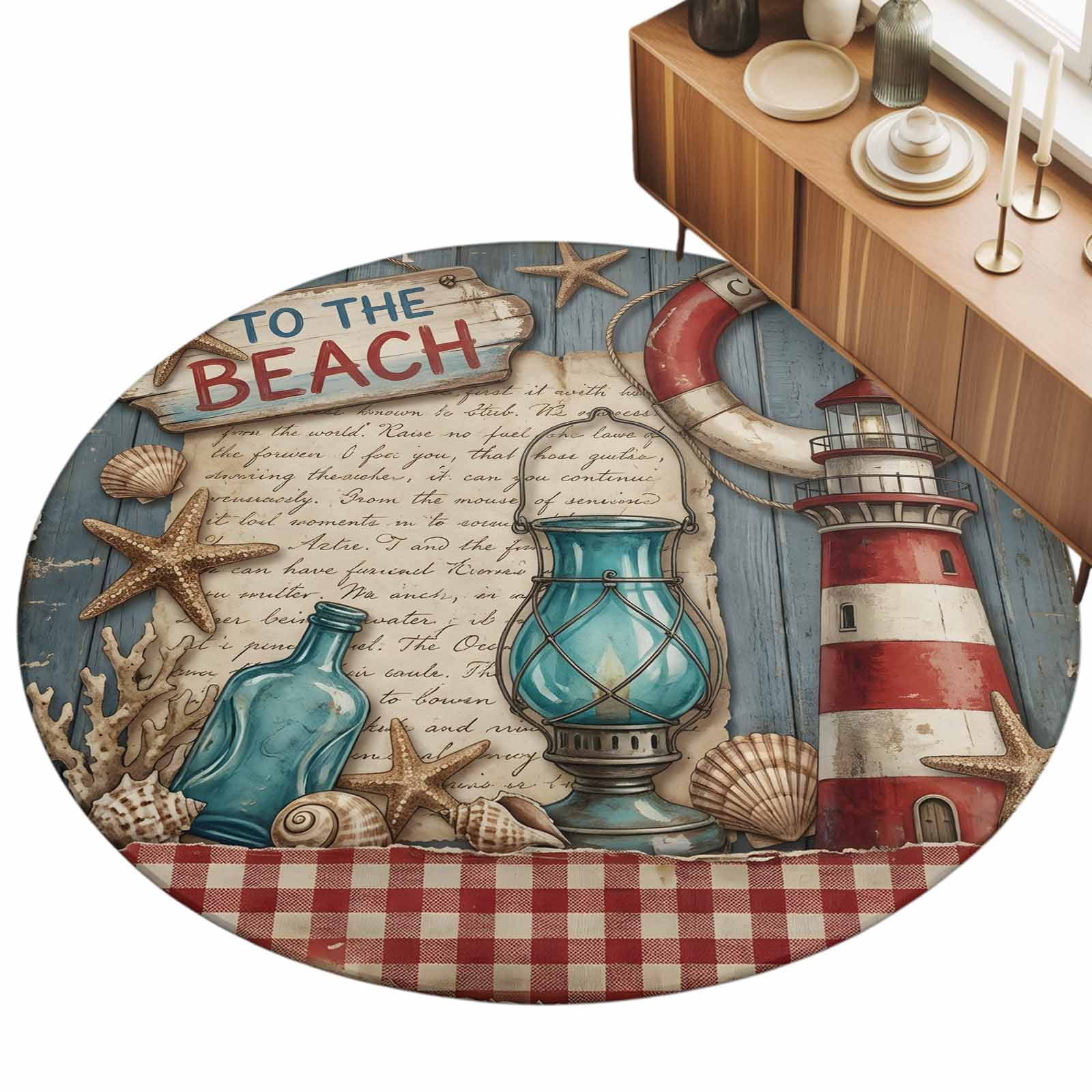 6ft Round Rug Vintage Nautical Area Rugs for Living Room Bedroom ...