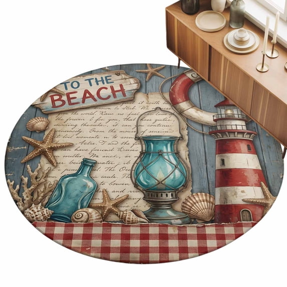 6ft Round Rug Vintage Nautical Area Rugs for Living Room Bedroom ...