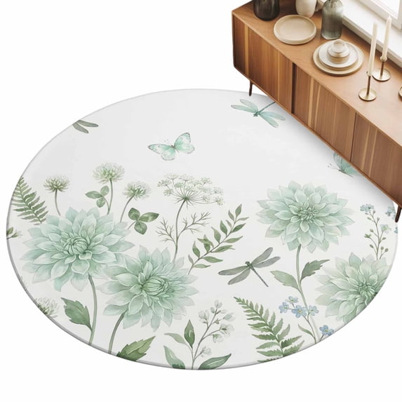 6ft Round Rug Watercolor Flower Area Rugs for Living Room Bedroom ...