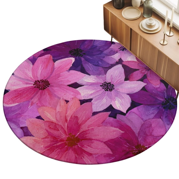 6ft Round Rug Watercolor Flowers Area Rugs for Living Room Bedroom ...