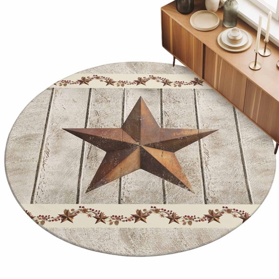 6ft Round Rug Western Texas Star Retro Area Rugs for Living Room ...
