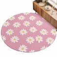 6ft Round Rug White Pink Daisy Area Rugs for Living Room Bedroom ...