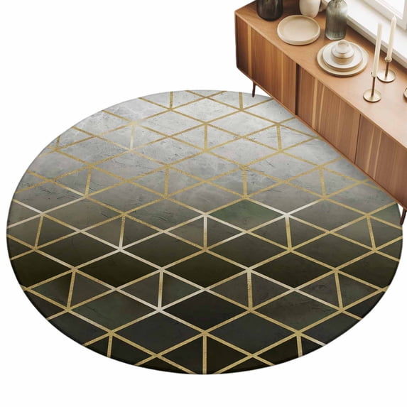 6ft Round Rug Yellow Geometric Area Rugs for Living Room Bedroom ...