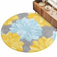 6ft Round Rug Yellow Teal Floral Spring Area Rugs for Living Room ...