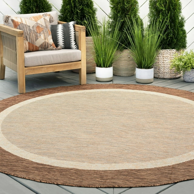 6ft Round Water Resistant, Indoor Outdoor Rugs for Patios, Front Door ...