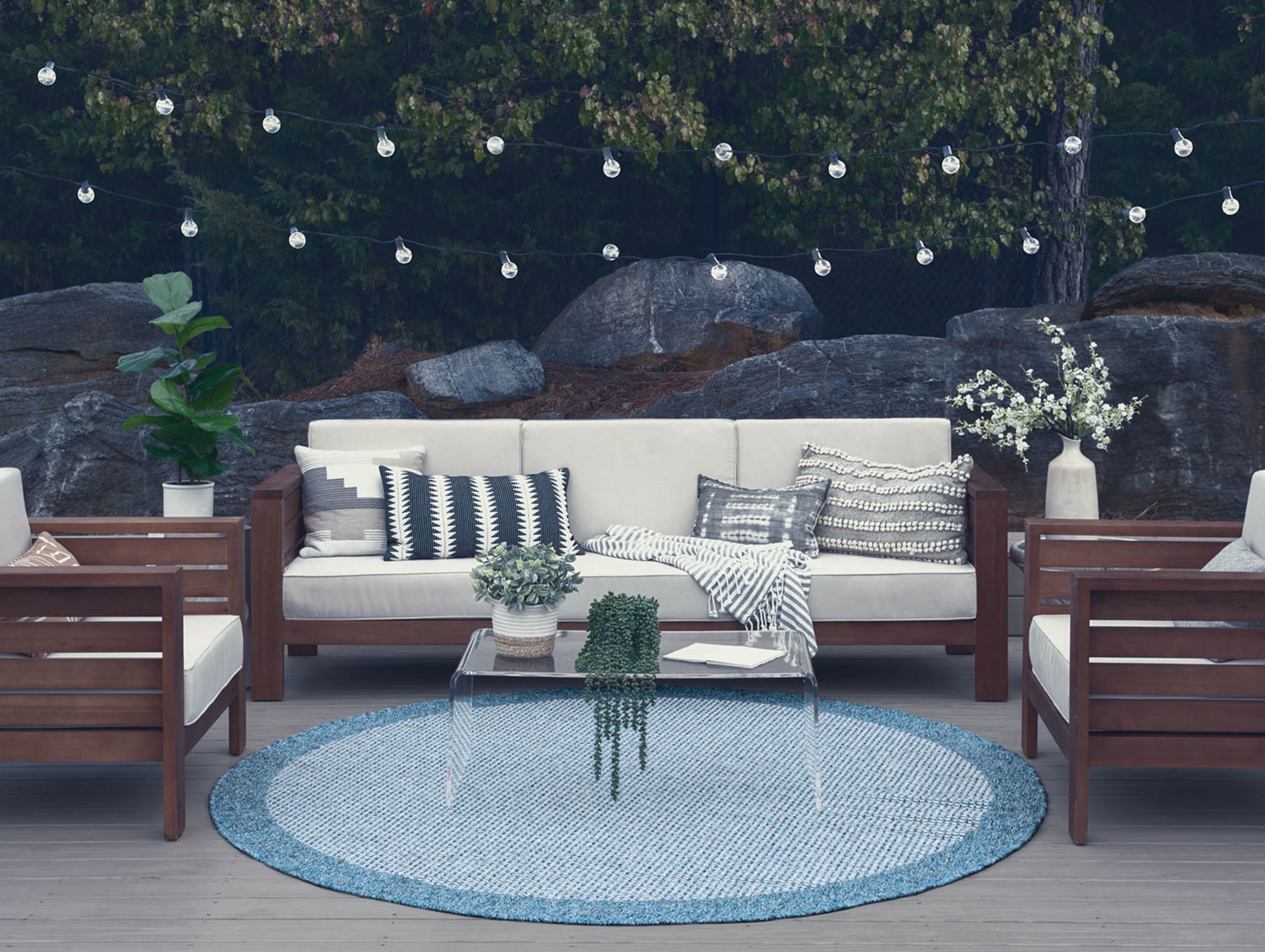 6ft Round Water Resistant, Indoor Outdoor Rugs for Patios, Front Door ...