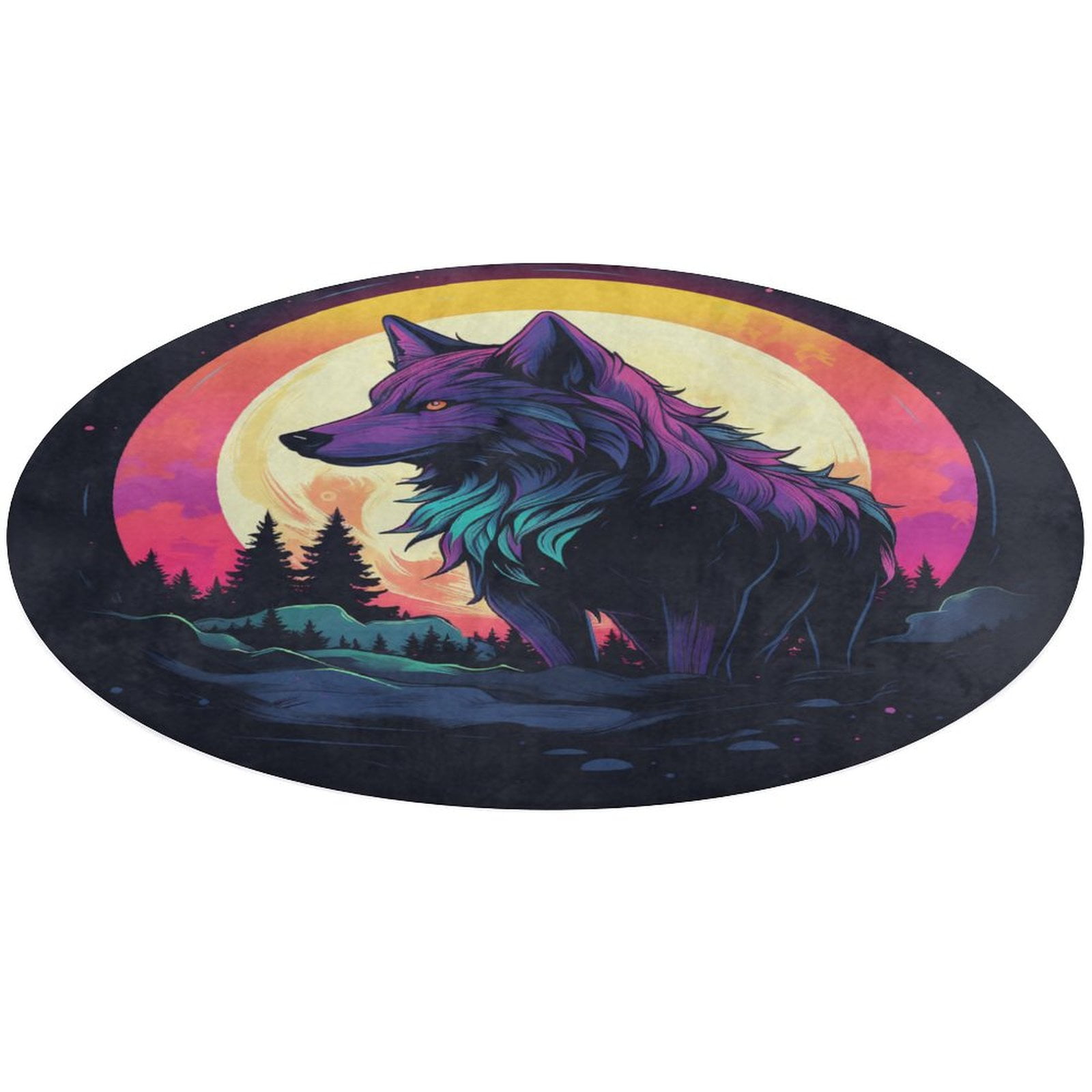 6ft Rug for Kids Room Playroom Nursery Bedroom Colorful Lone Wolf ...
