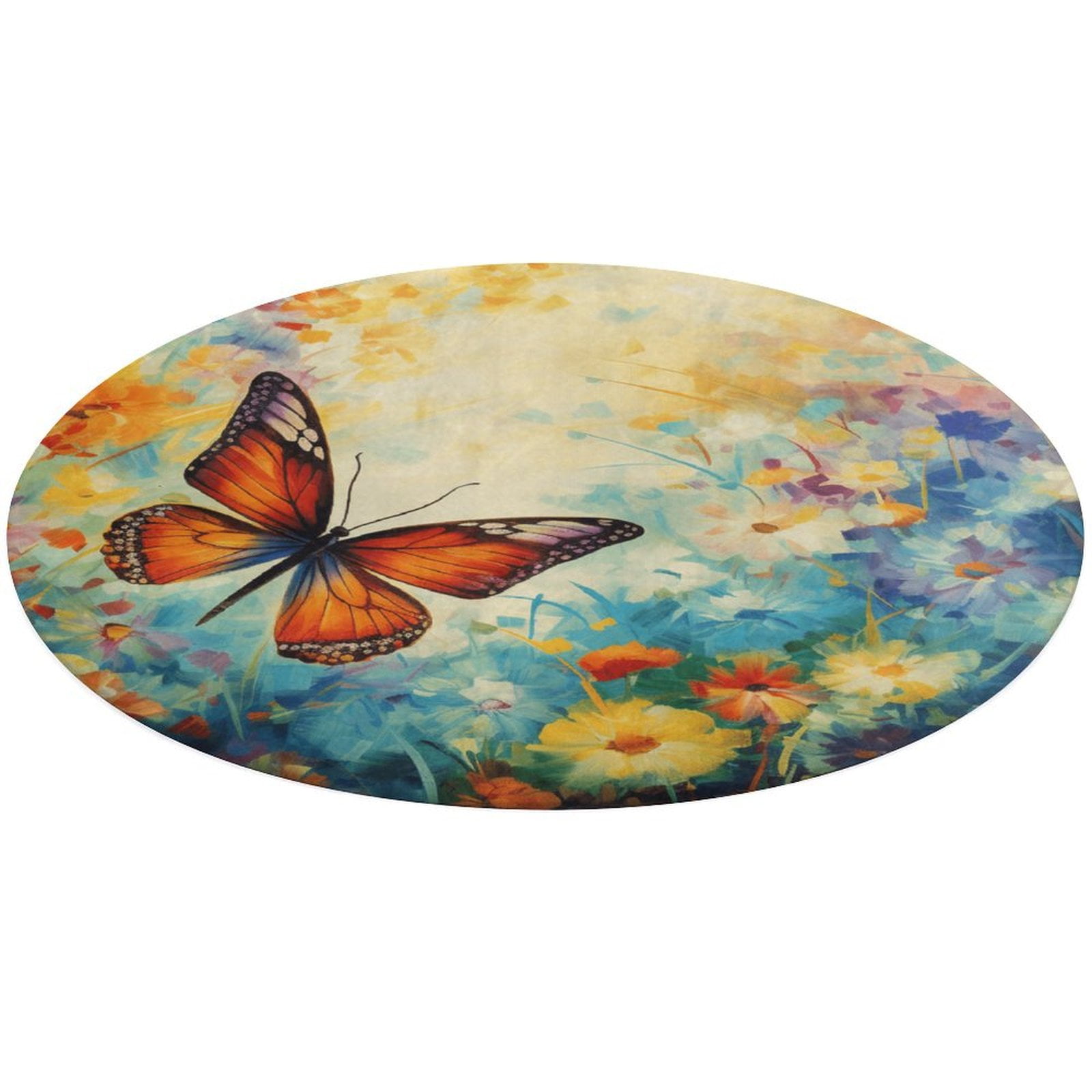 6ft Rug for Kids Room Playroom Nursery Bedroom Watercolor Butterfly ...