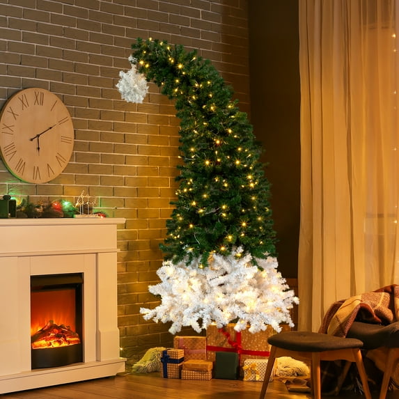 6ft Santa Hat Christmas Tree Pre Lit Artificial Xmas Tree with 250 Warm ...