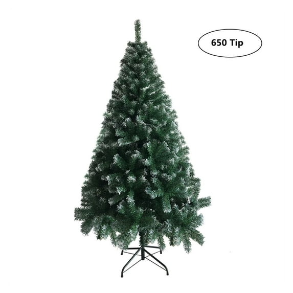 6ft Snow Flocked Artificial holiday Tree with Pine Cones, 650 PVC ...