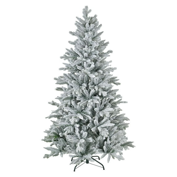 6ft Snow Xmas Trees, Flocked Christmas Tree with Snow Tips, Easy ...