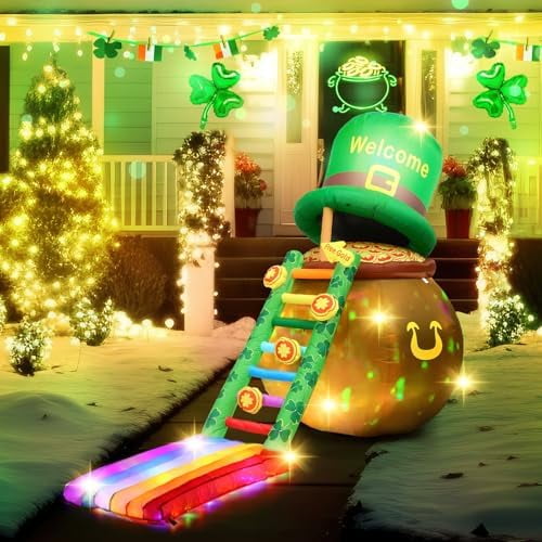 6ft St Patricks Day Inflatables Outdoor Decorations Blow up Leprechaun ...