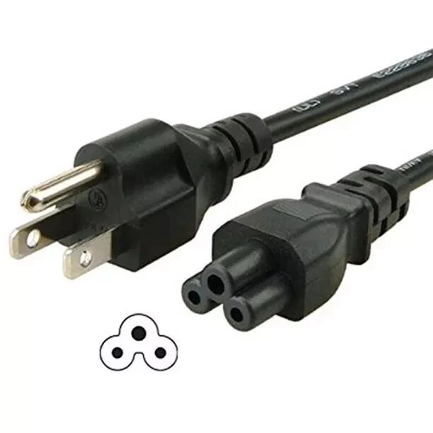 Universal 3 Prong Mickey Mouse AC Power Cord for Laptop Charger, Printer – 6 Foot Cable ...