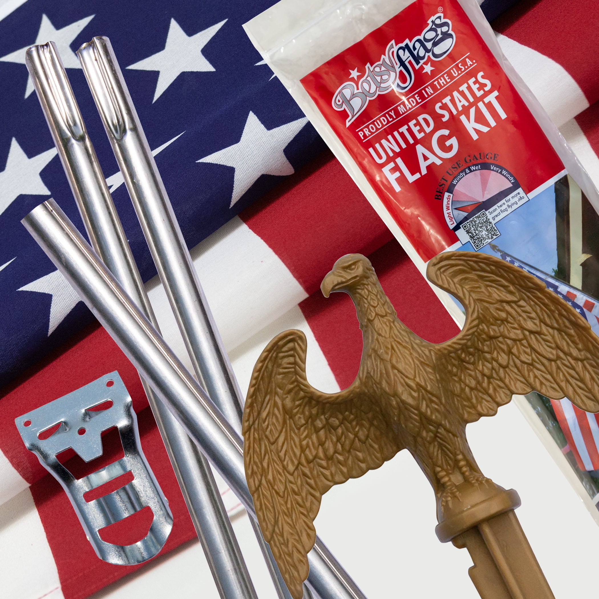 6ft Steel Betsy Flags American Flag Kit, Printed Polycotton US Flag and ...