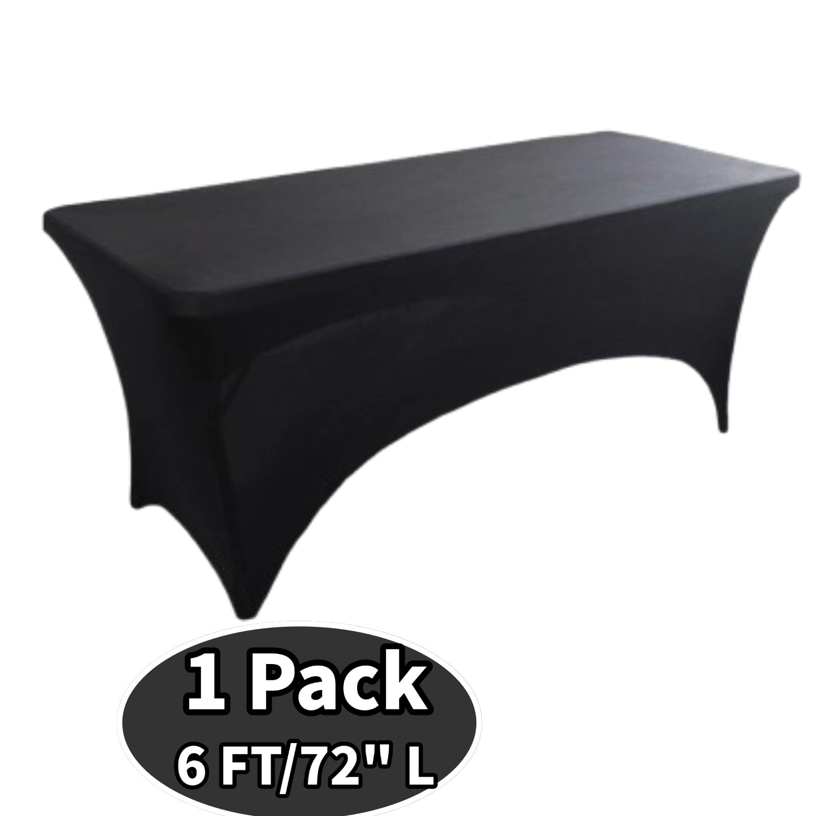 6ft Stretch Black Spandex Table Cloth for Standard Folding Table ...