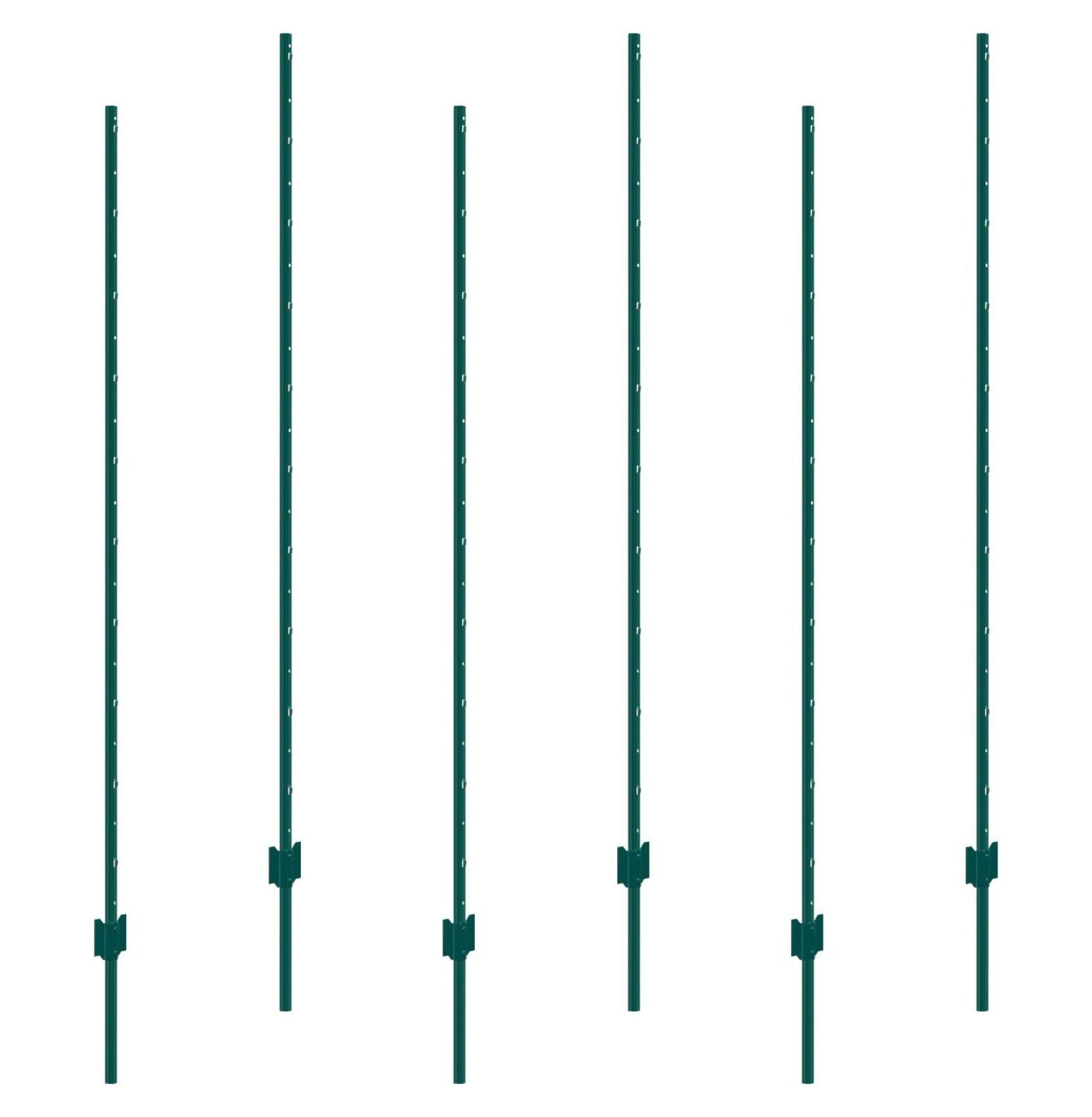 6ft T-Post Fence Posts 6 Pack - Heavy Duty Metal Fence Stakes - Green ...