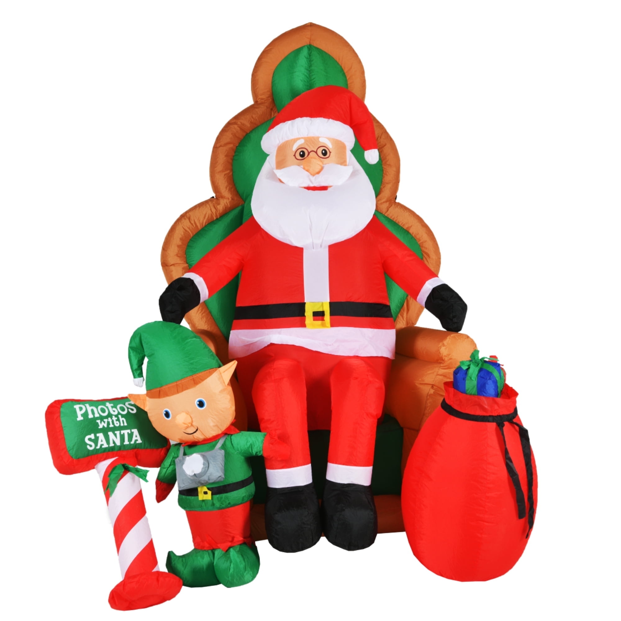 6ft Tall Christmas Inflatable Santa in Chair LED Lights Chrsitmas ...