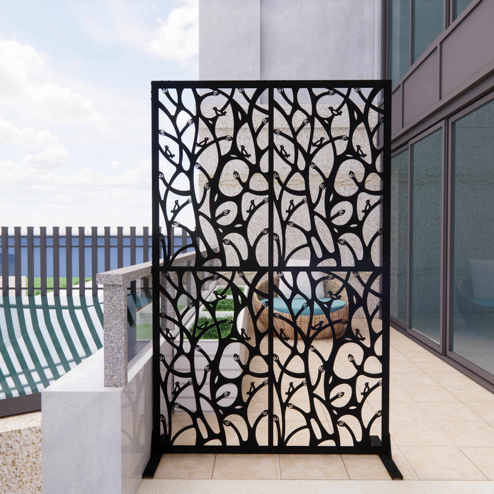 6ft Tall Metal Privacy Screen, Free Standing Indoor/Outdoor Room ...