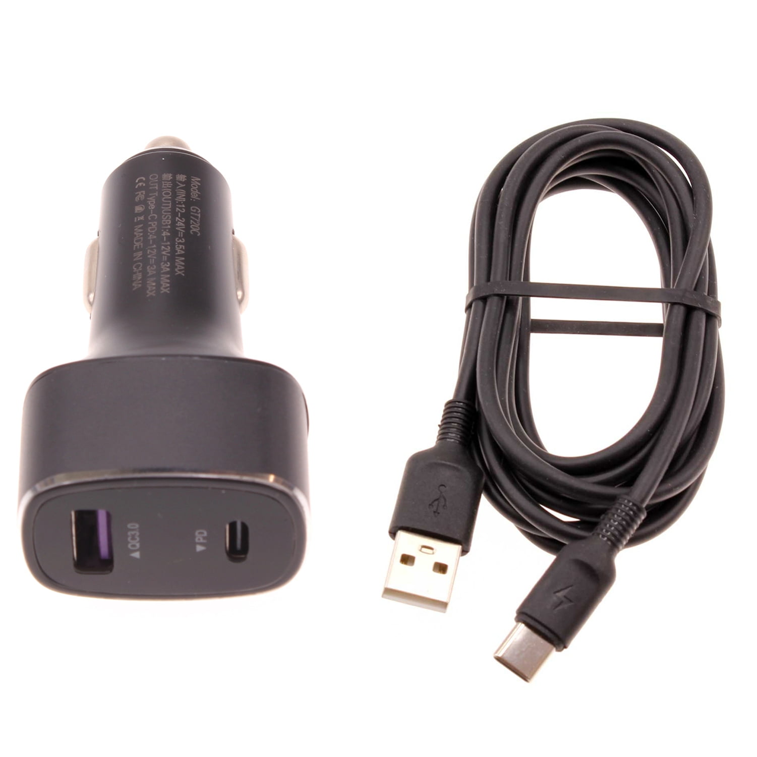 6ft USB-C Cable 36W PD Fast Car Charger for BLU S91/Pro - 2-Port Long ...