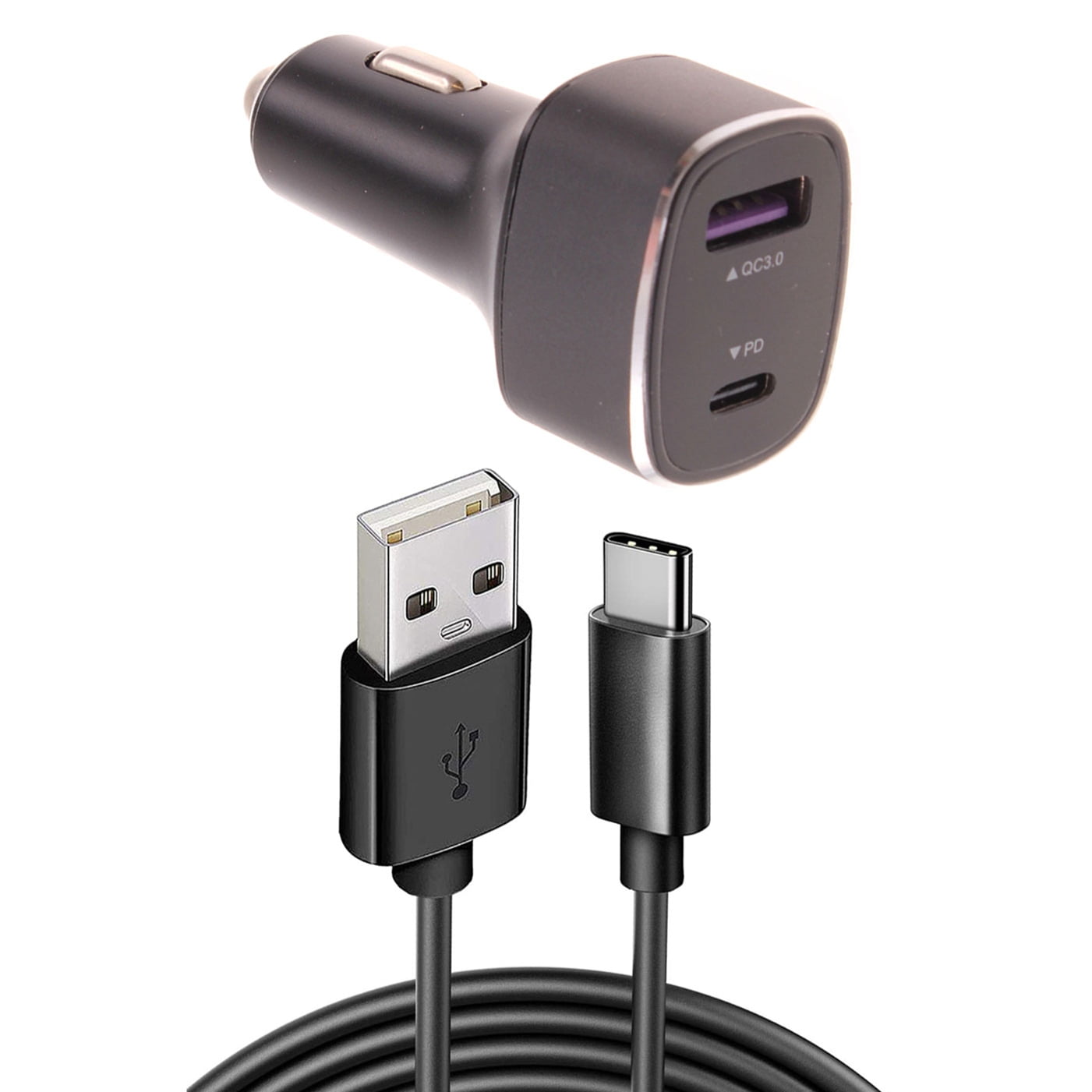 6ft USB-C Cable 36W PD Fast Car Charger for Nokia XR21, T21, X100 - 2 ...