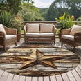 6ft Washable Round Rug, Retro Star Non-Slip Circle Area Rug for Living ...