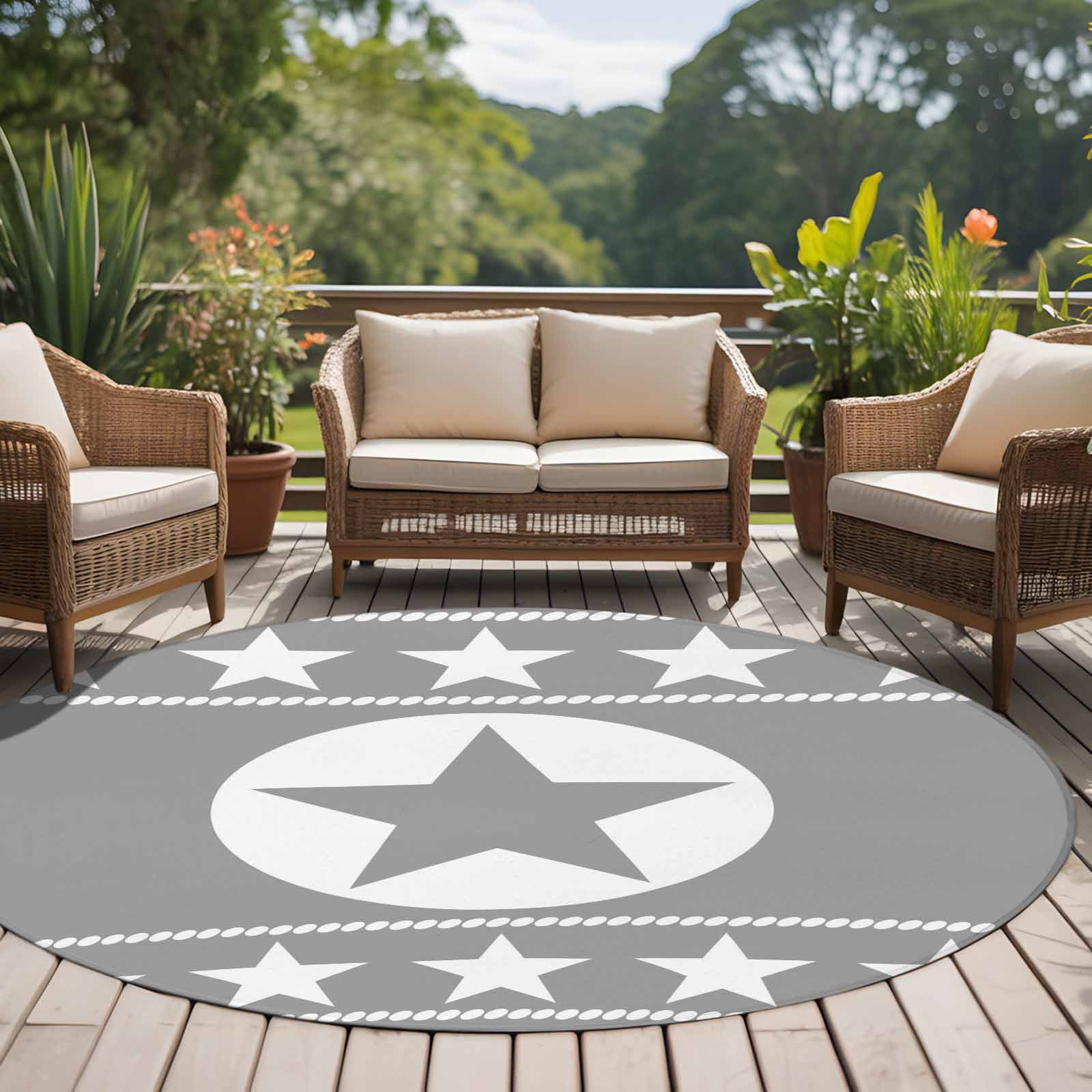 6ft Washable Round Rug, Western Texas Star Non-Slip Circle Area Rug for ...