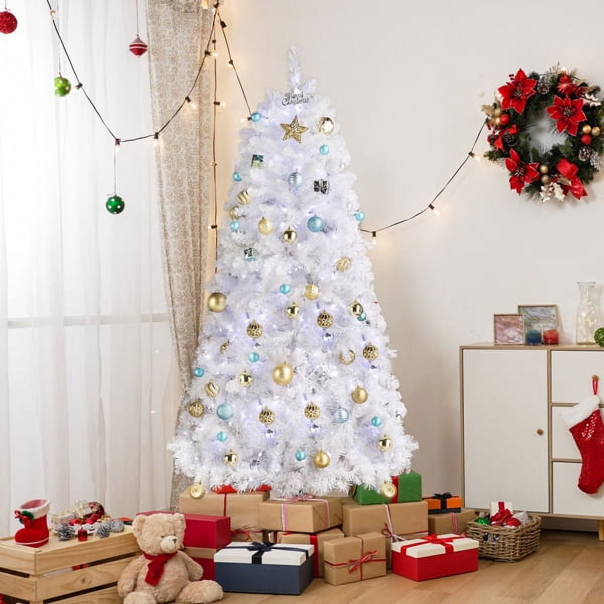 6ft White Hanging Structure Christmas Tree - 845 PVC Branches, 300 Cool ...