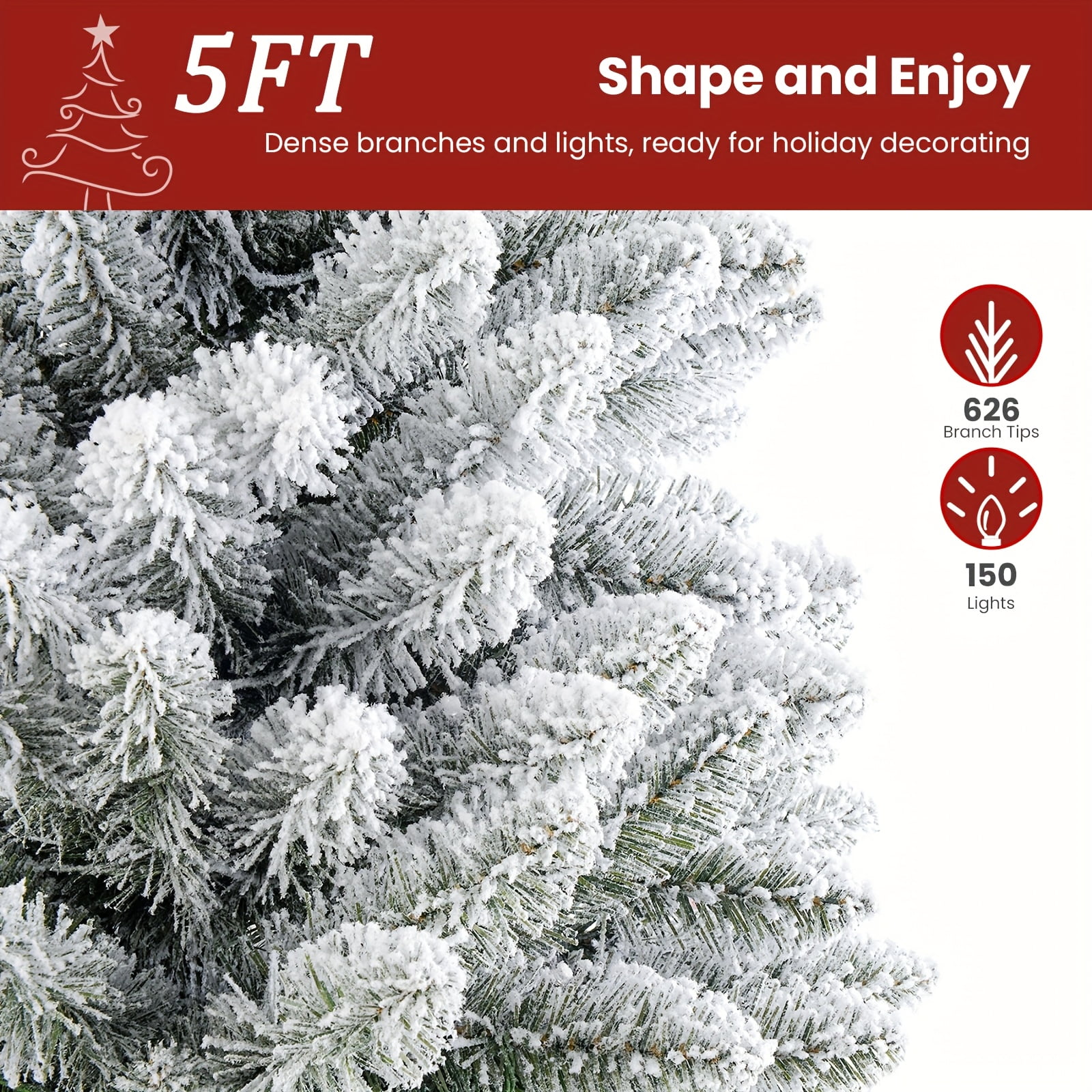 6ft White Snow Flocked Pre-Lit Artificial Christmas Tree - 550 Warm ...