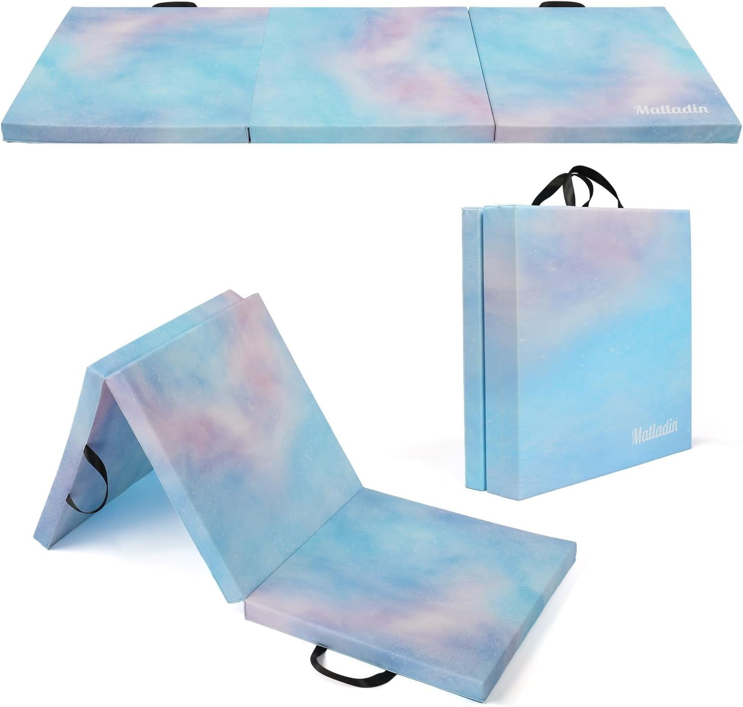 6ft x 2ft x 2in Folding Tri-fold Gymnastics Gym Exercise Aerobics Mat, 6 FT PU Leather Tumbling ...