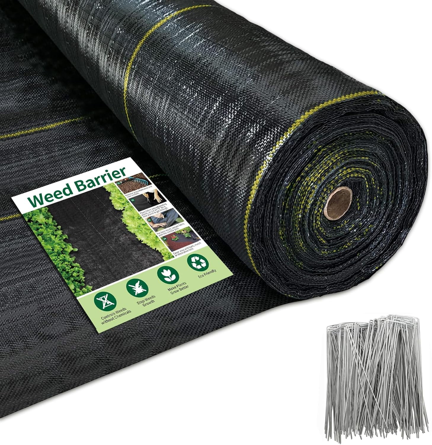 6ft x 300ft Durable Weed Barrier Fabric, 3.2oz Heavy-Duty Landscaping ...