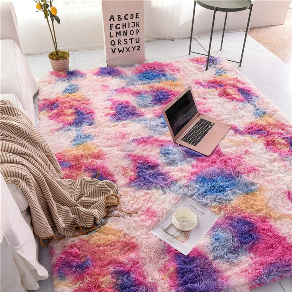 6ft x 9ft Shaggy Area Rugs, Washable Fluffy Rug Plush Decorative Mat ...