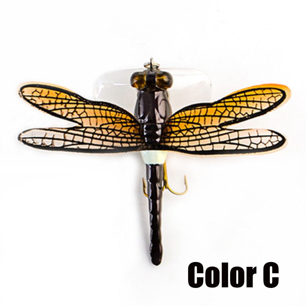 6g 75mm Lifelike Eyes Artificial Topwater Bionic Bait Dragonfly Fly ...