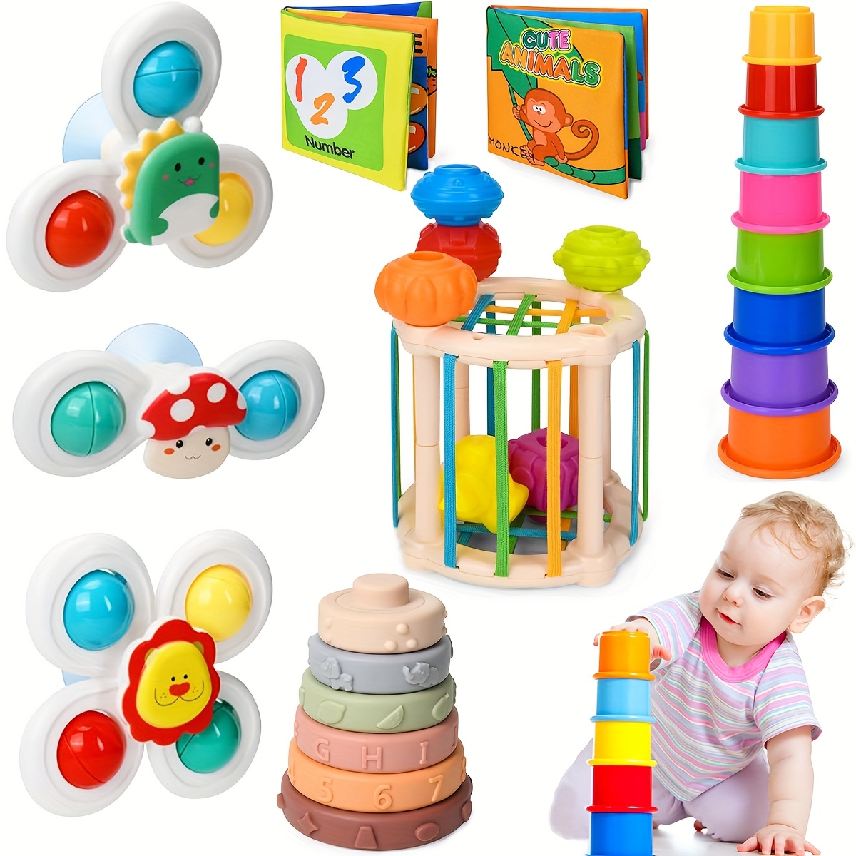 6in 1 Baby Toys 6 to 36 Months, 26pcs Toy, Identification Cloth Book ...