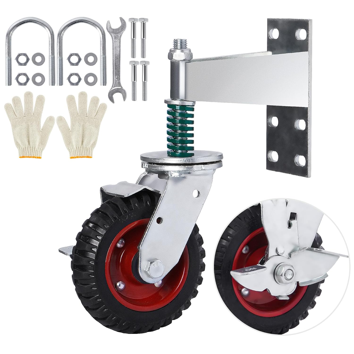 6in Gate Wheel Fence Gate Wheel with Lock, 440lb Capacity Gate Caster ...