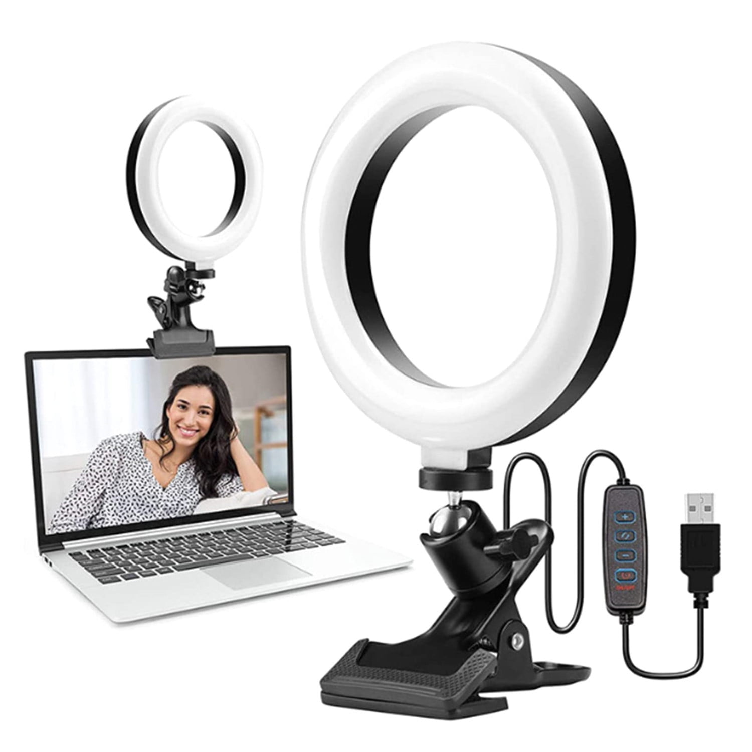 6in LEDs Selfie Ring Light with Clamp USB Operated 3 Colors Temperature ...