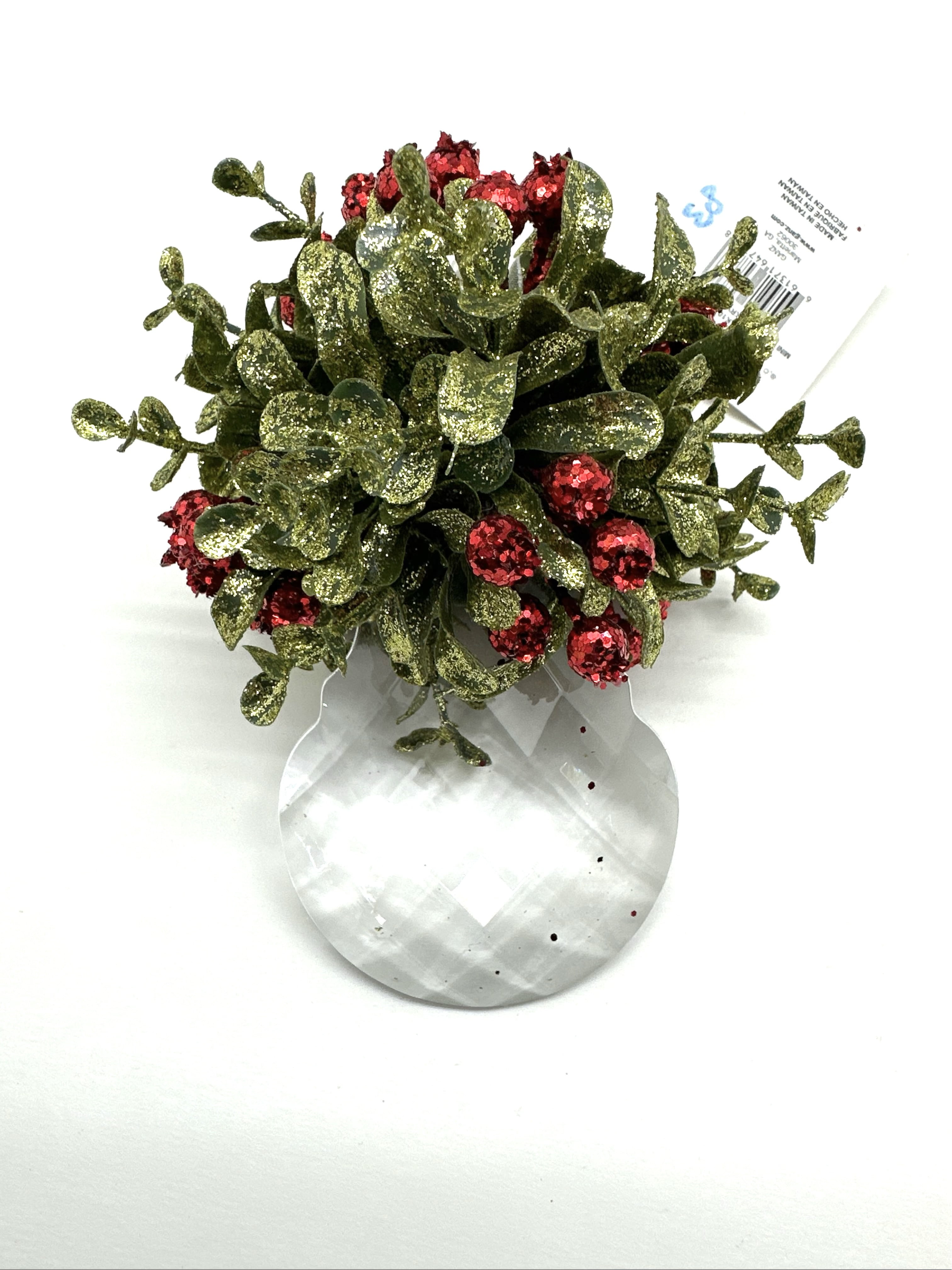 Ganz 6in Mistletoe Round Crystal-Like Ornament - Christmas Decorative ...