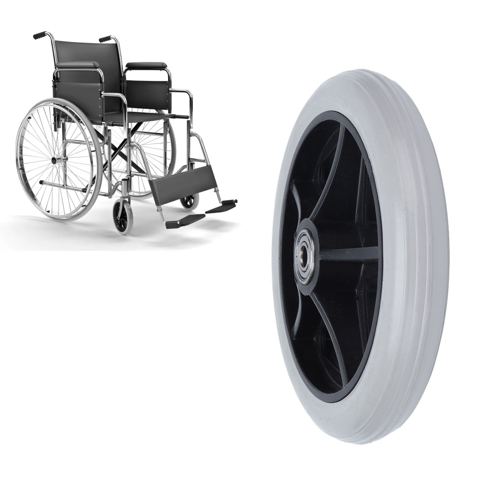 6in PU Material Solid Wheel,Non Slip Wheelchair Wheel for Rollators for ...