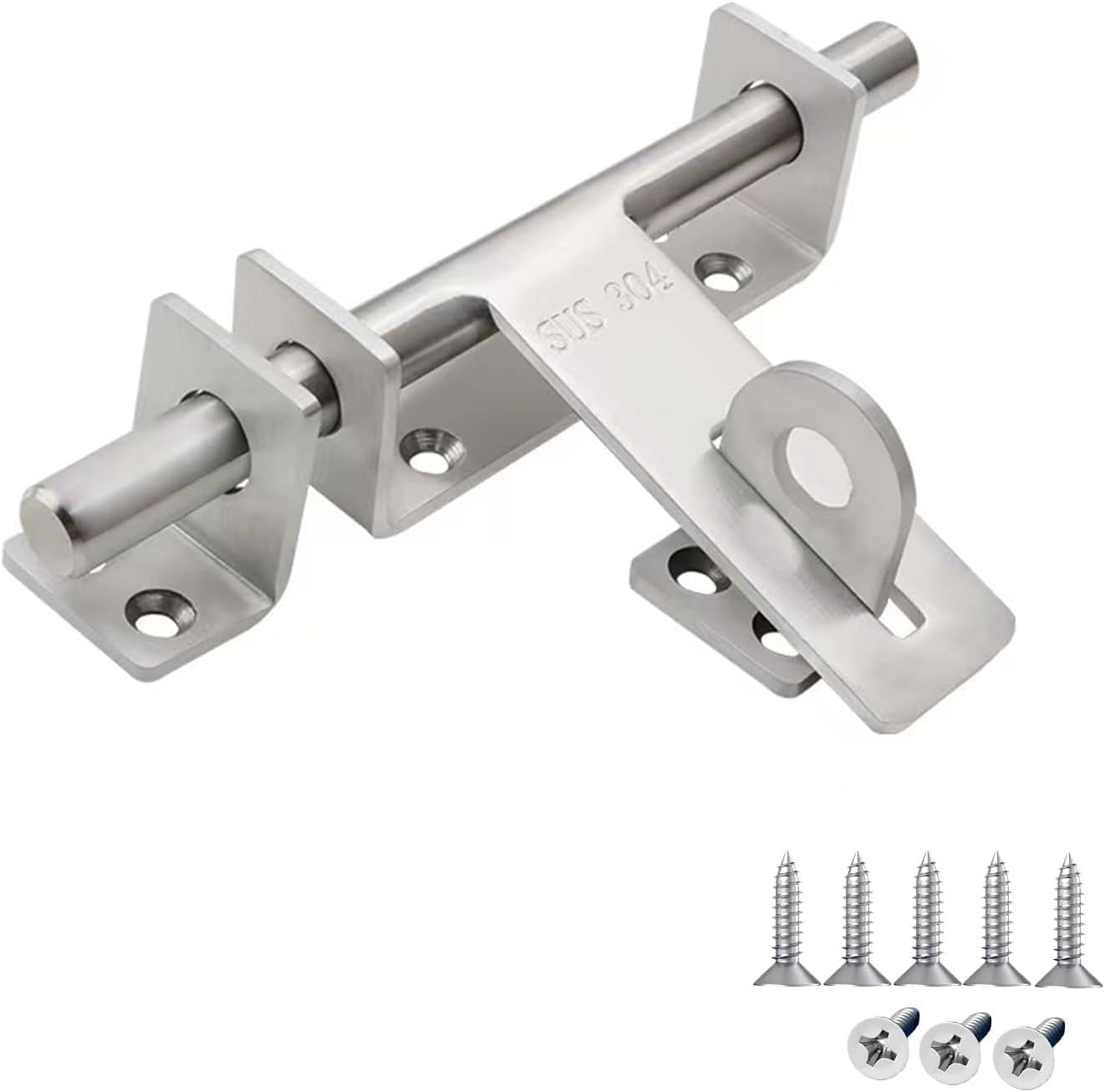 6in Slide Bolt Gate Latch 304 Stainless Steel Barn Door Lock Heavy Duty ...