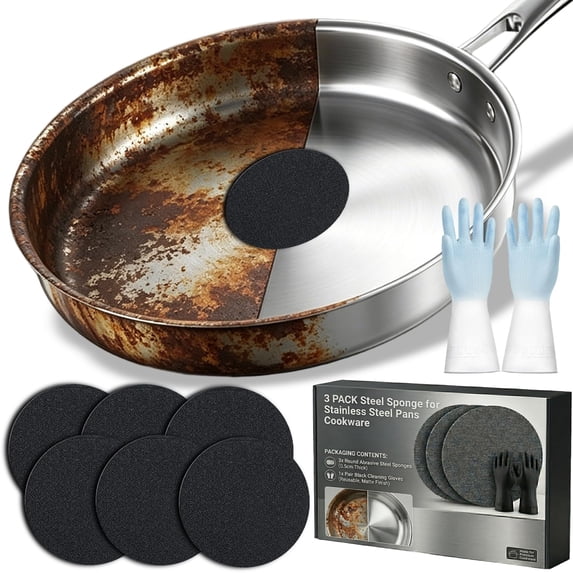 6in Steel Sponges for Stainless Steel Pans Cookware - 2026 New ...