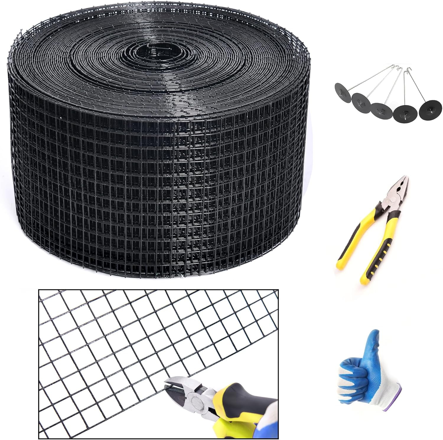 6in X 100ft PVC Coated Solar Panel Guard Roll Kit, Black Pigeon Barrier ...