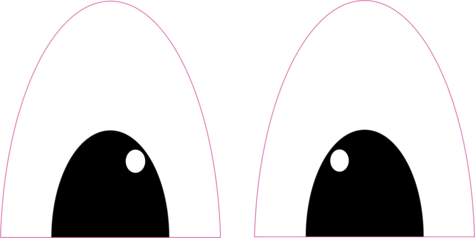 6in x 3in Black Downward Facing Funny Eyes Sticker Vinyl Sticker Cup ...