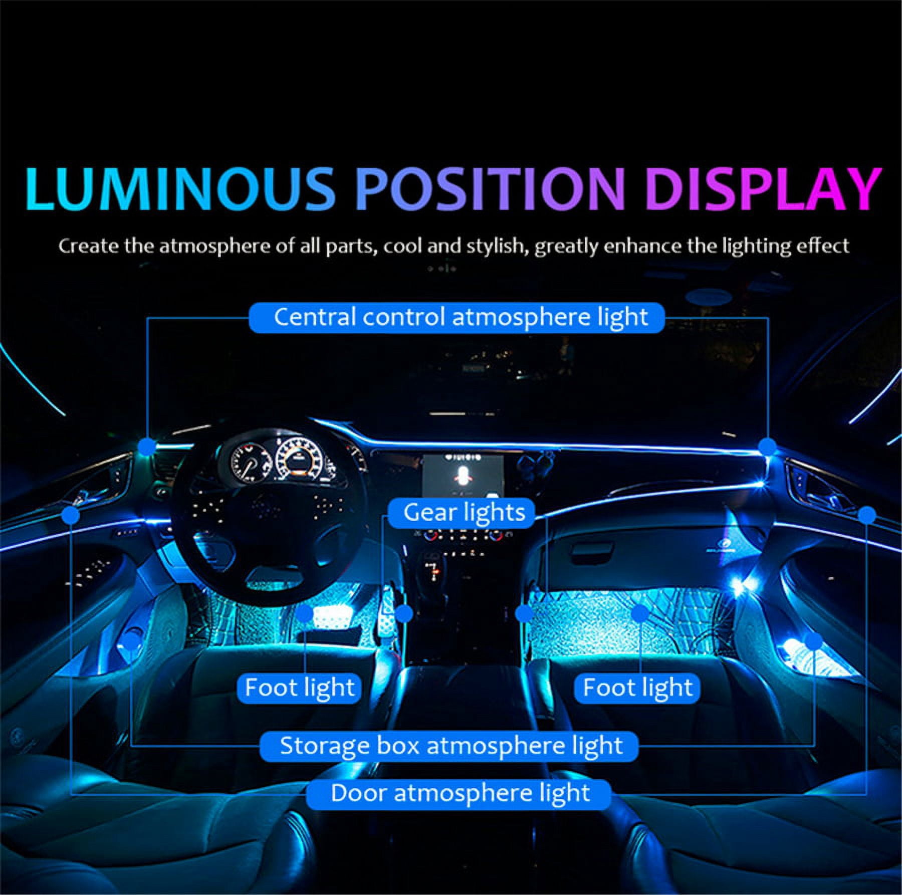 6in1 8M Fiber Optic RGB LED Car Interior Atmosphere Light Strips ...