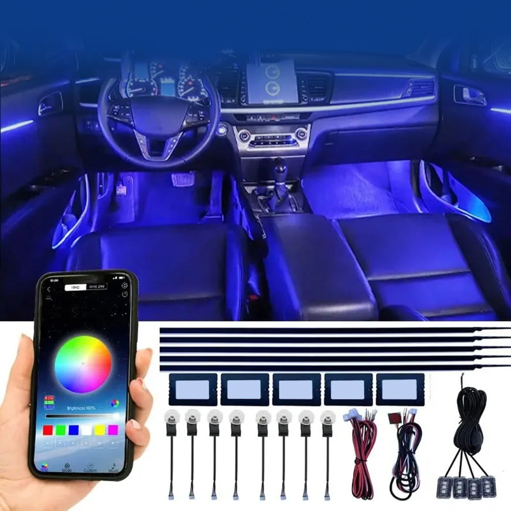 6in1 Acrylic Guide Fiber Strip Backlight Ambient Lights RBG 6 Color ...