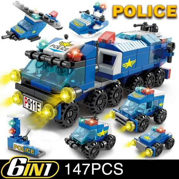 6in1 NEW Police Sports Car Fire Engineering Engine Mini Loader Truck ...