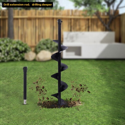 6inch Diameter Earth Auger Drill Bit w/Extension Bar Fit Garden Yard ...