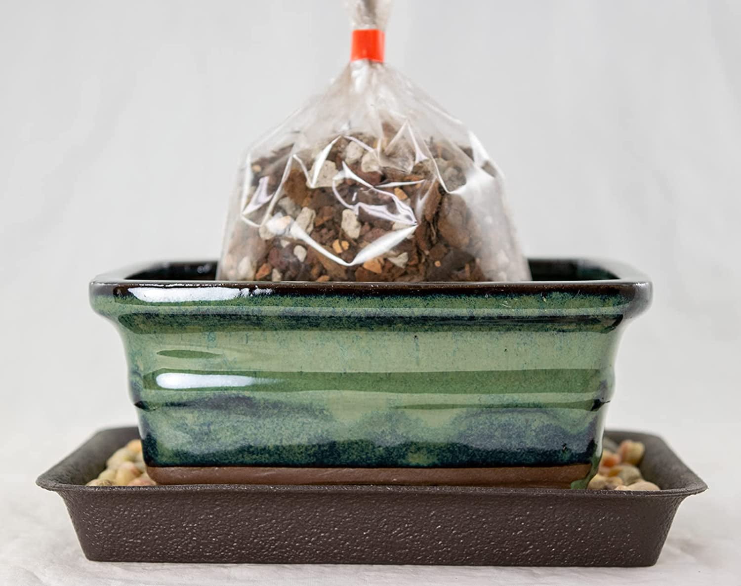 6inch Green Bonsai Succulent Soil Tray Rock Mesh Kit - Walmart.com