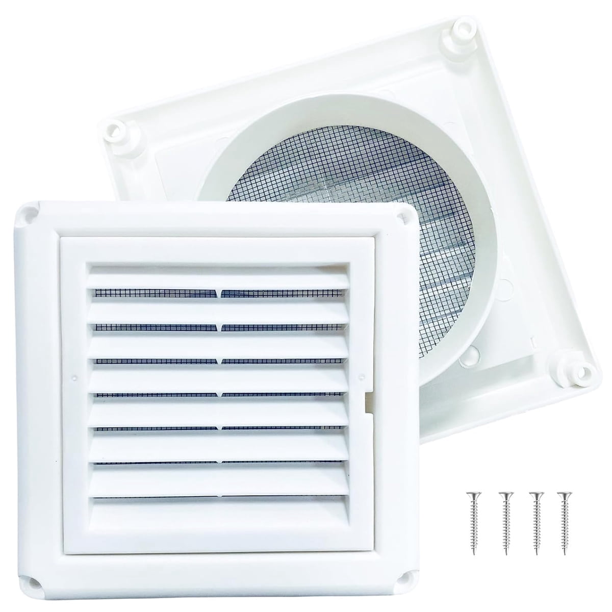 6inch Louvered Vent Cover Dryer Exhaust Air Vent Cover with 4 Screws ...