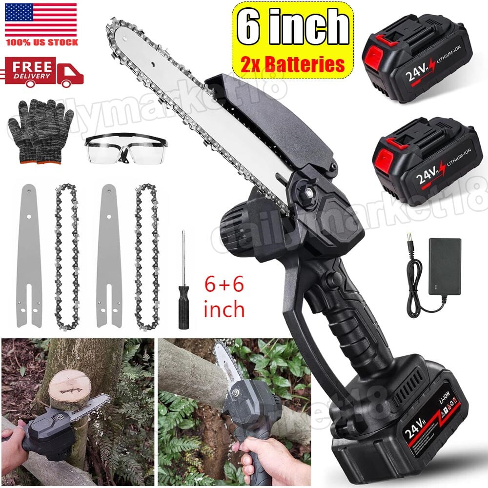 6inch Mini Handheld Electric Chainsaw Cordless Chain Saw Wood Cutter ...