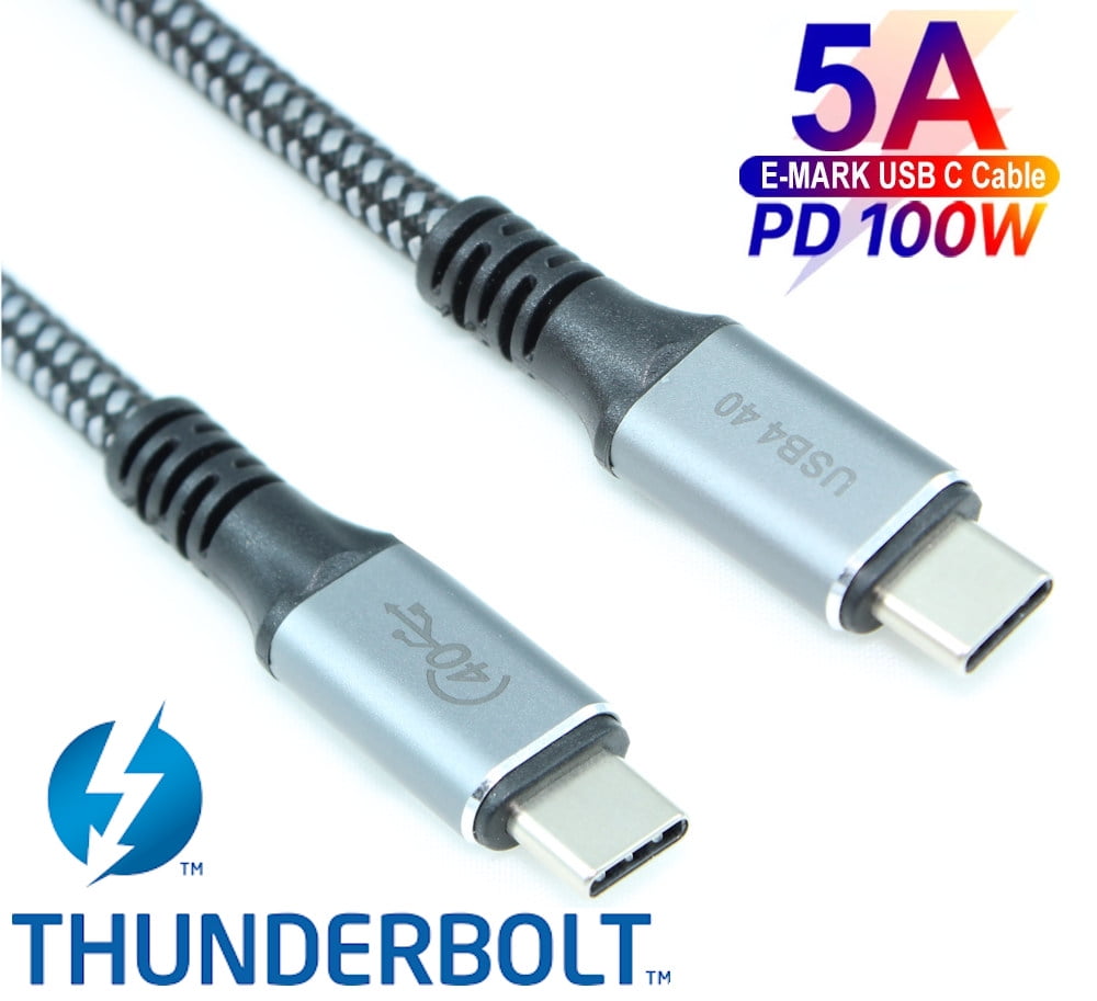 6inch USB4 Type-C Thunderbolt 3 (40Gbps, 100W, PD, 8K) Braided Cable ...