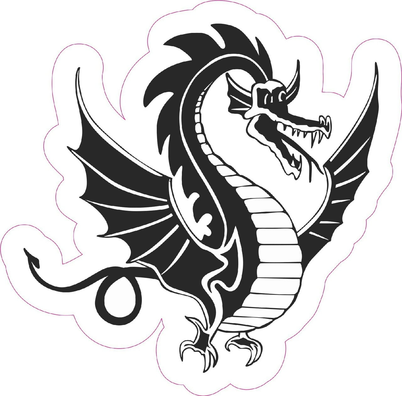 6inx6in Black and White Dragon Dragons Sticker Decal Vinyl Window ...
